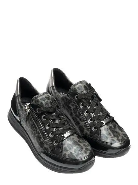 ARA Oleanna Zip Sneaker - Black/steel/graphite