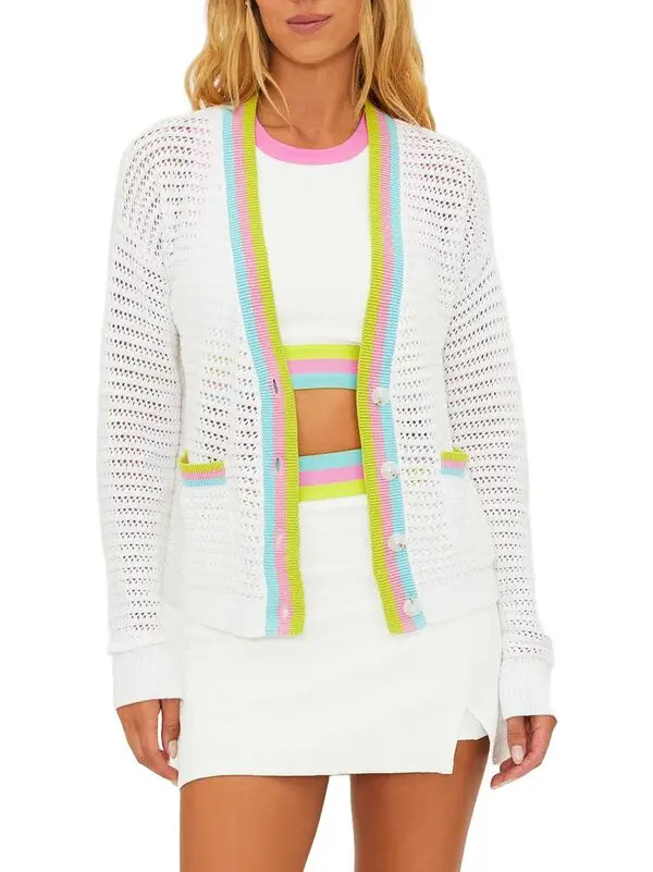 Beach Riot Gene Open Stitch Cotton Cardigan - Rose Blush
