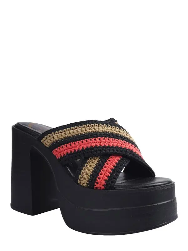 CANDIE'S Erismar Platform Sandals - Black Fabric