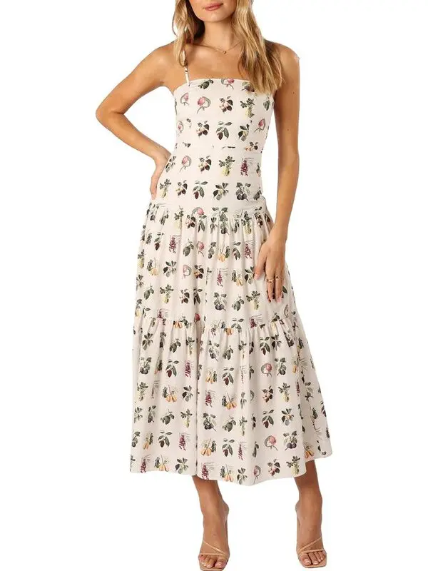PETAL & PUP Botanique Fruit Print Cotton Midi Dress - Floral