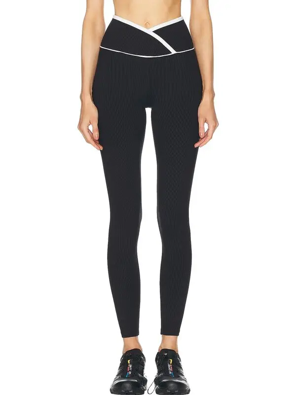 Year Of Ours Ribbed Two Toned Legging In Black - Black & White