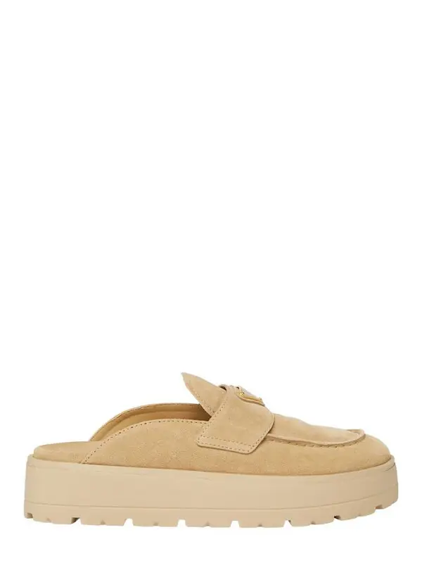 Prada Fussbett Suede Loafer Mules - Ecru