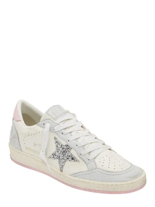 GOLDEN GOOSE Ball Star Low Top Sneaker - White/silver/pink
