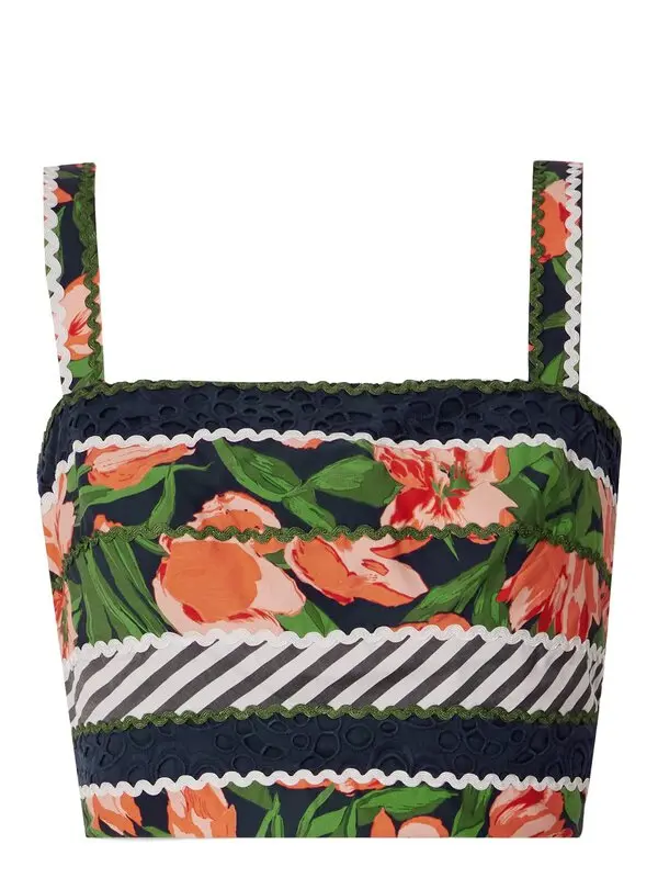 Carolina Herrera Ric Rac-trimmed Printed Top - Multi