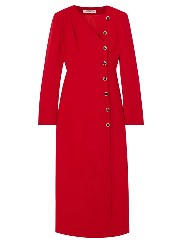 Alessandra Rich Asymmetric Wool-blend Crepe Midi Dress - Red