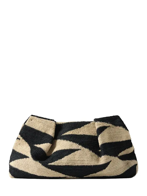 SENSI STUDIO Medium Two-tone Sisal Clutch - Neutrals
