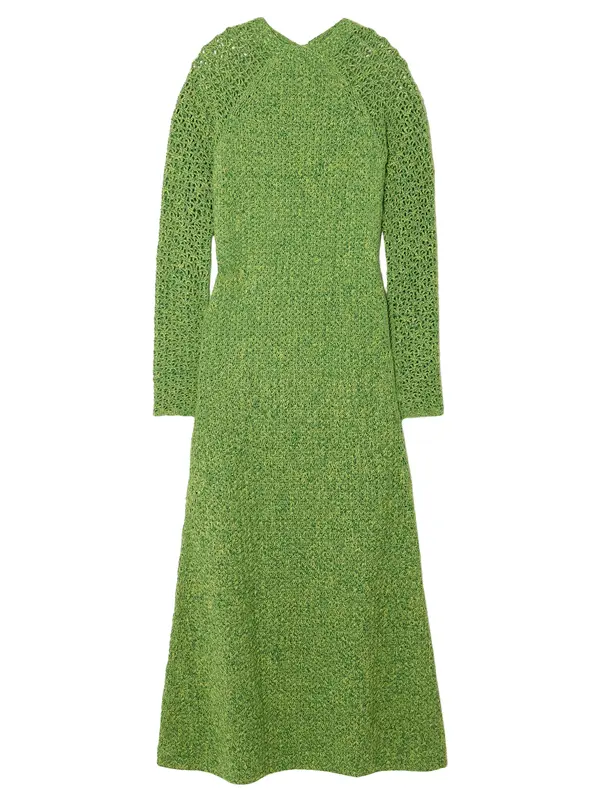 Escvdo Open-back Crocheted Cotton Midi Dress - Green