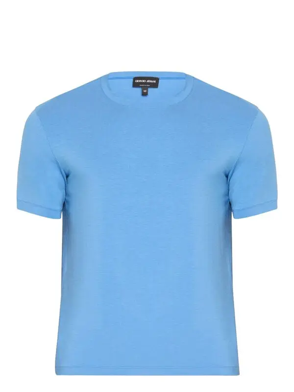 Giorgio Armani Textured Stretch T-shirt - Solid Medium Blue