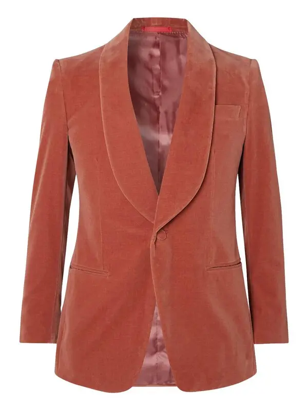 Kingsman Shawl-collar Cotton-velvet Tuxedo Jacket - Brown