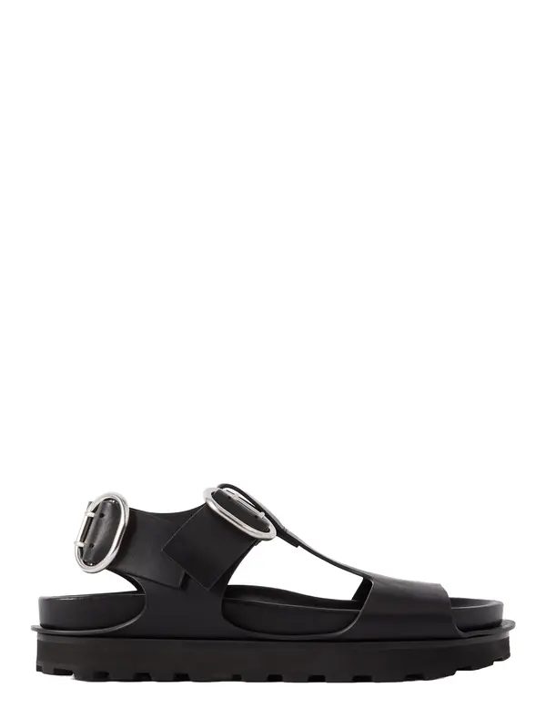 JIL SANDER Buckled Leather Sandals - Black