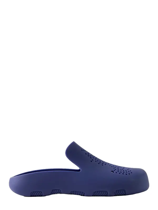 Burberry Embellished Perforated Rubber Clogs - Blue