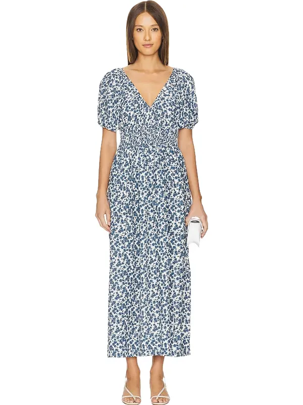 Faithfull The Brand Valras Midi Dress - Leilani & Mid Blue