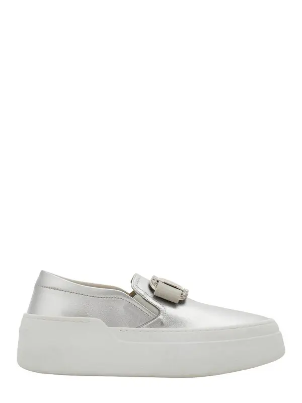 FERRAGAMO Vara Plate Slip-on Sneakers - Silver