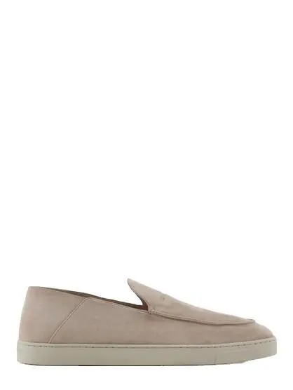 Giorgio Armani Suede Slip-ons - Natural