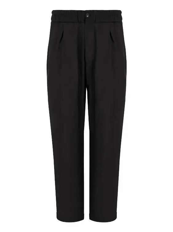 Giorgio Armani One-pleat Trousers In Lyocell And Silk Canvas - Black