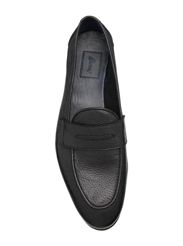 Brioni Appia Deerskin Penny Loafers - Black