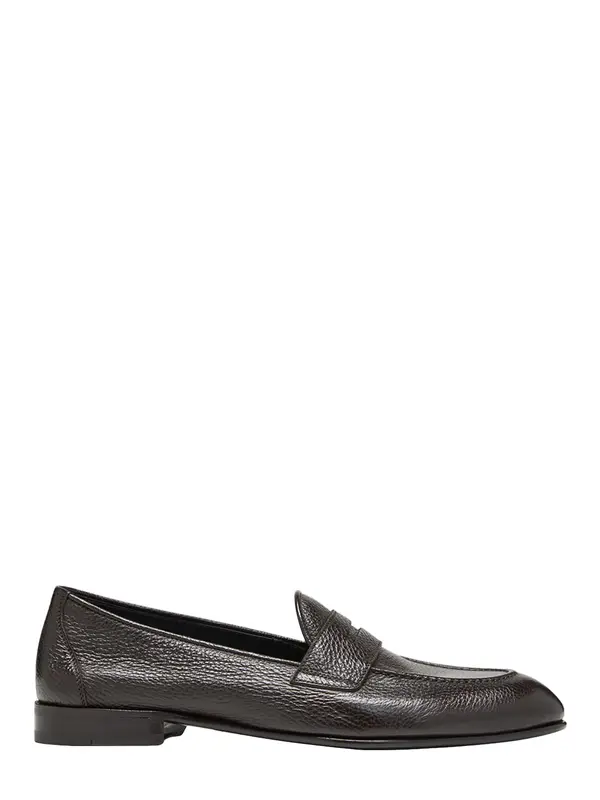 Brioni Appia Deerskin Penny Loafers - Coffee