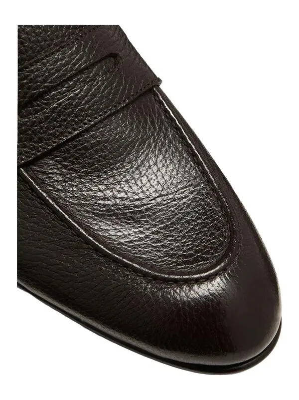 Brioni Appia Deerskin Penny Loafers - Coffee