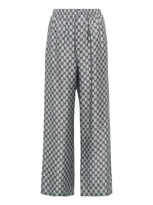 Gucci Gg Silk Twill Wide-leg Pants - Blue