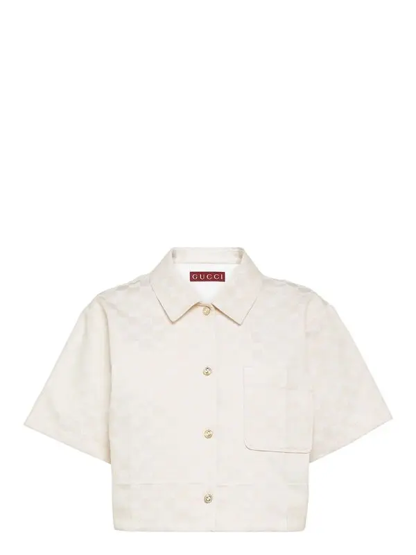 Gucci Gg Cropped Gabardine Shirt - White