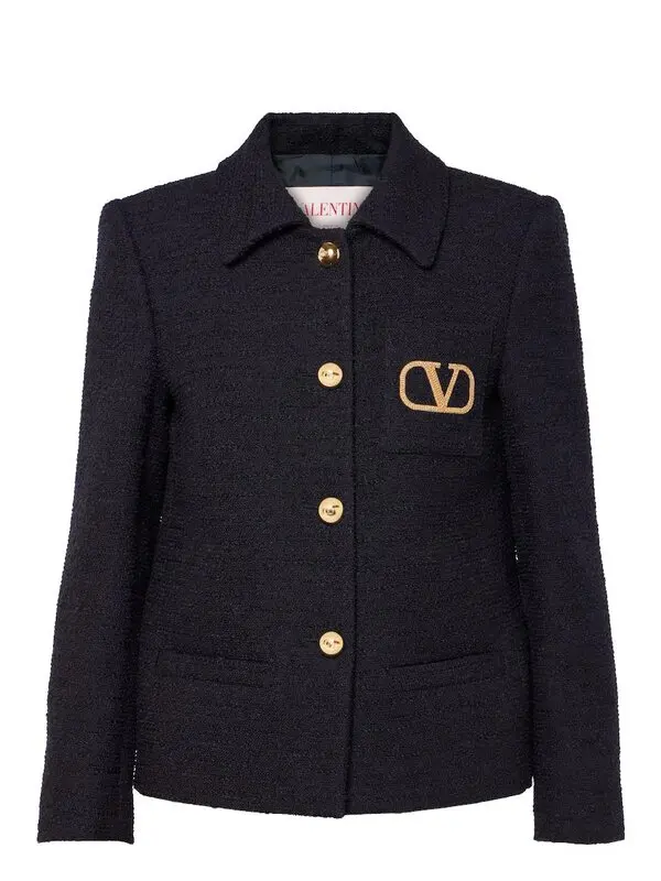 Valentino Garavani Vlogo Signature Tweed Jacket - Blue