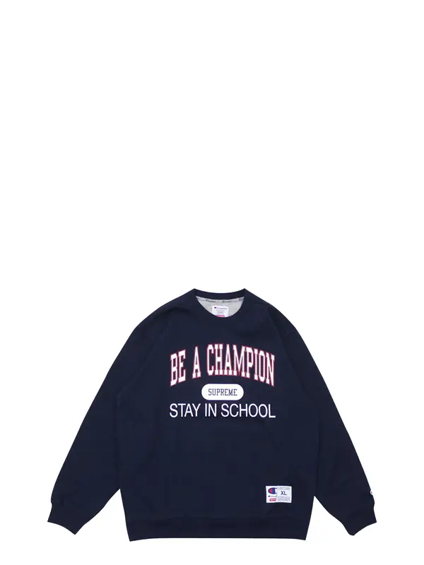 Supreme X Champion Stay In School Crewneck - Blue