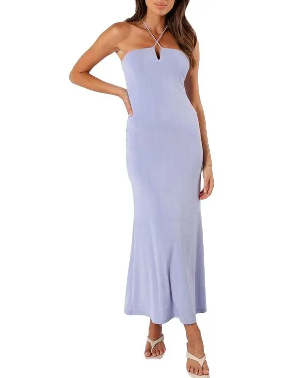PETAL & PUP Declan Halter Maxi Dress - Blue