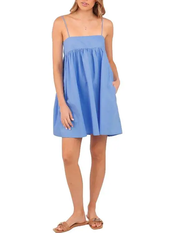 PETAL & PUP Serina Cotton Poplin Shift Dress - Blue