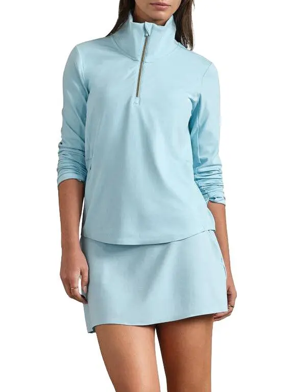 RHONE Course To Court Long Sleeve Quarter Zip Top - Pool Blue