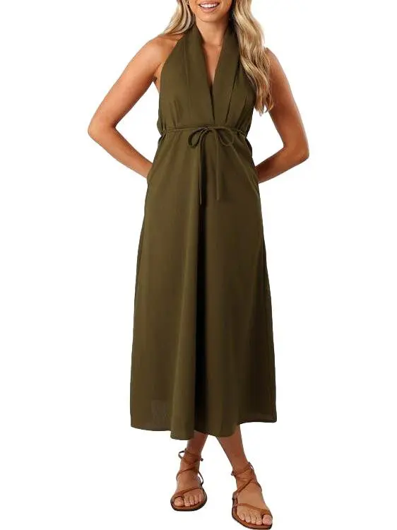 PETAL & PUP Ivy Halter Dress - Olive