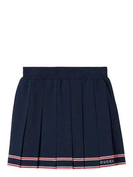 Gucci Pleated Skirt With Striped Trim - Blue