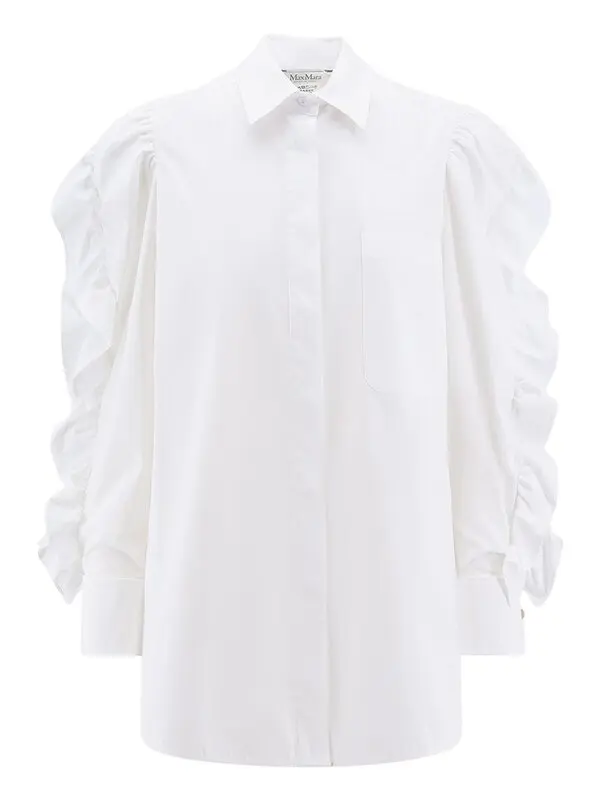 Max Mara Cotton Shirt With Ruffle Detail - White