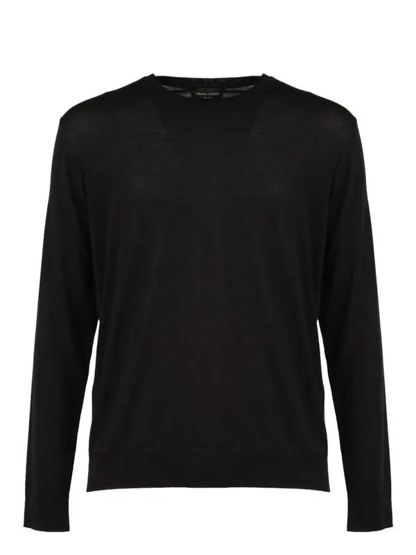 ROBERTO COLLINA Solid Merino Wool Sweater - Black