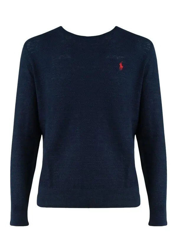 Ralph Lauren Cotton-linen Blend Crew Neck Sweater - Blue