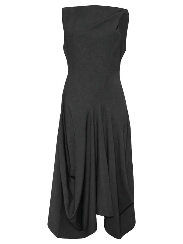 Goen.j Twisted-shoulder Draped Midi Dress - Grey