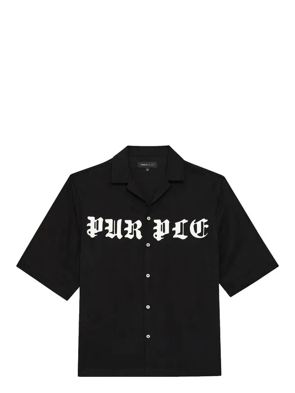 PURPLE BRAND Gothic Wordmark Cotton Shirt - Black