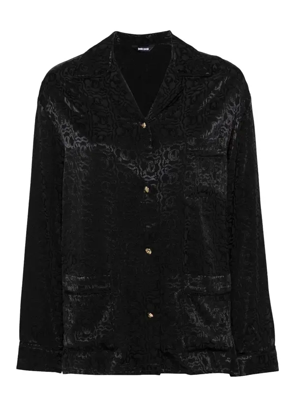 Just Cavalli Logo-jacquard Shirt - Black