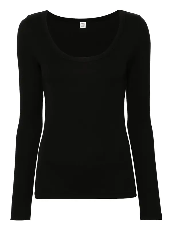 TOTEME Scoop-neck Fine-ribbed T-shirt - Black