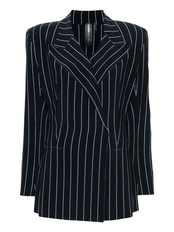 Norma Kamali Pinstripe Double-breasted Blazer - Blue