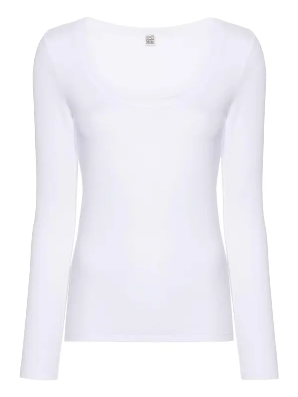 TOTEME Scoop-neck Fine-ribbed T-shirt - White