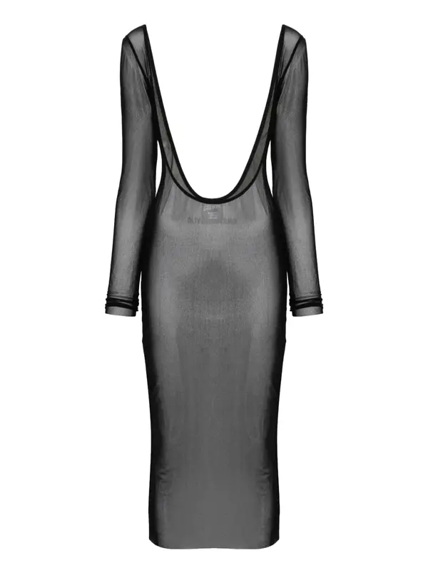 Jean Paul Gaultier Flocked-logo Mesh Midi Dress - Black