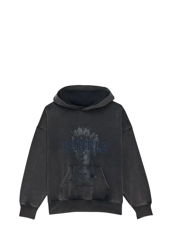 PURPLE BRAND Sky High Cotton Hoodie - Black