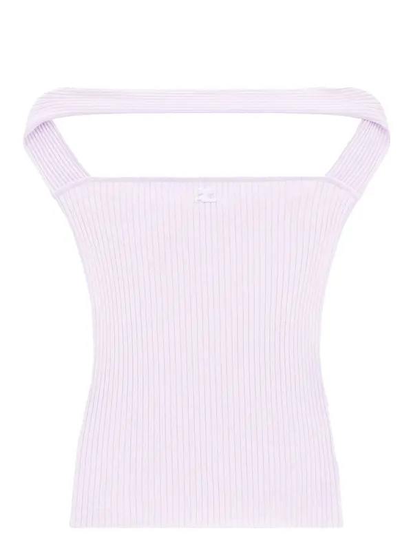 COURREGES Cut-out Ribbed Knit Top - Pink