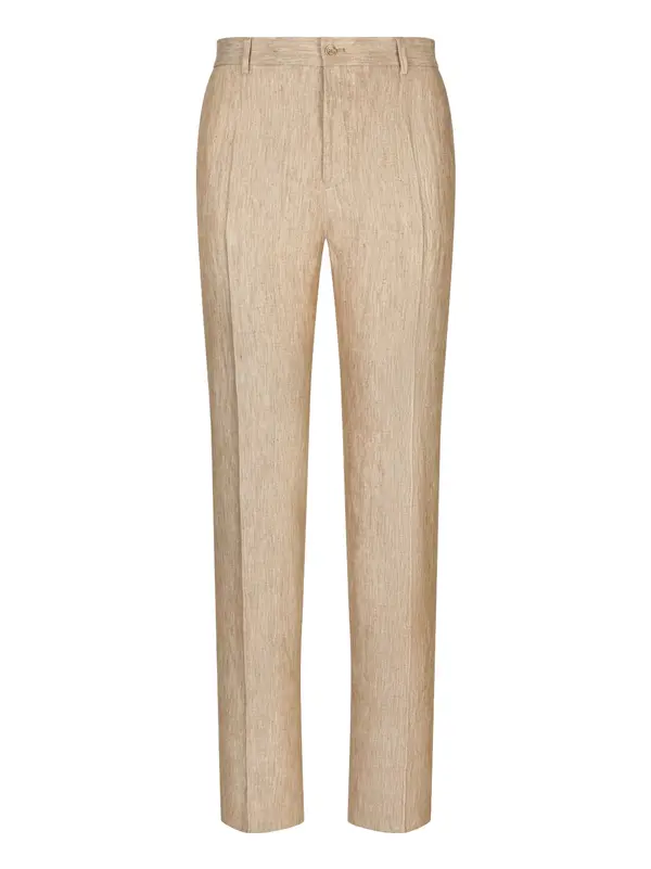 Dolce & Gabbana Tapered Linen Trousers - Brown