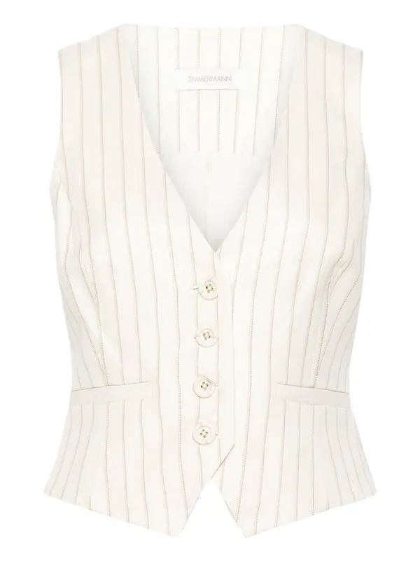 Zimmermann Pinstriped Herringbone Waistcoat - Neutrals
