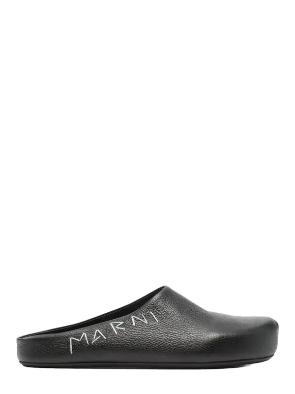 Marni Logo-embroidered Slippers - Black