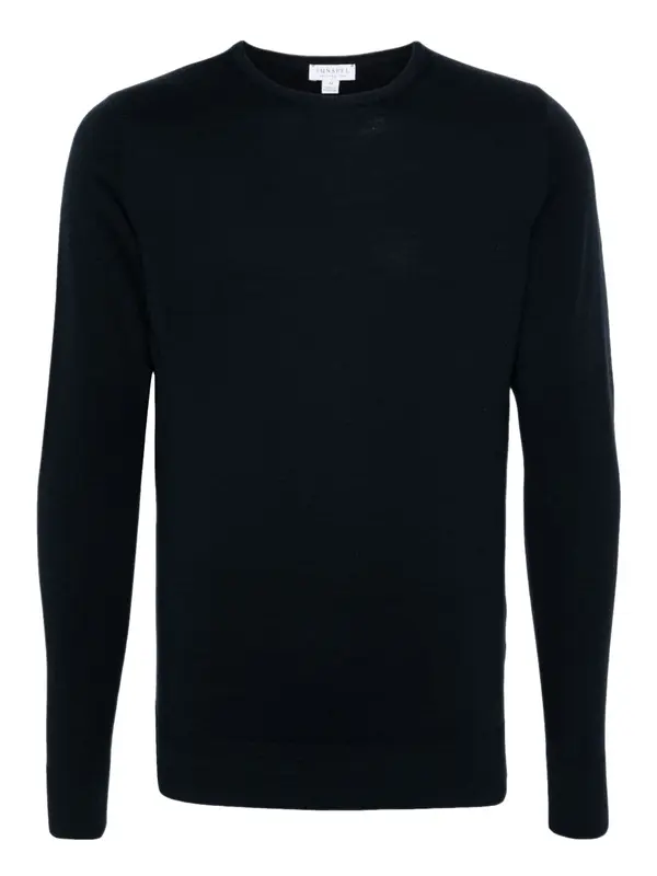 Sunspel Fine-knit Merino Jumper - Blue