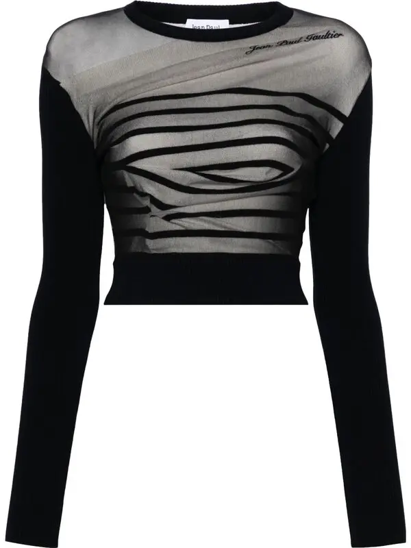 Jean Paul Gaultier Marinère Layered Cropped Jumper - Black