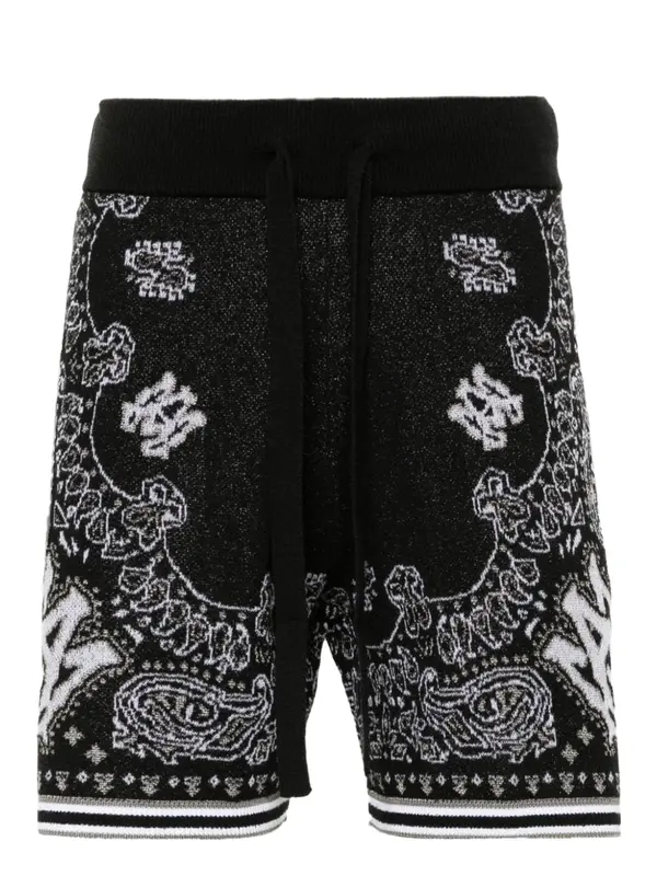 Amiri Bandana-jacquard Knitted Shorts - Black