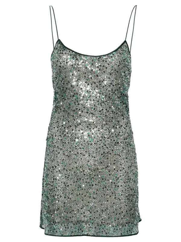 Oseree Sequined Mesh Minidress - Green